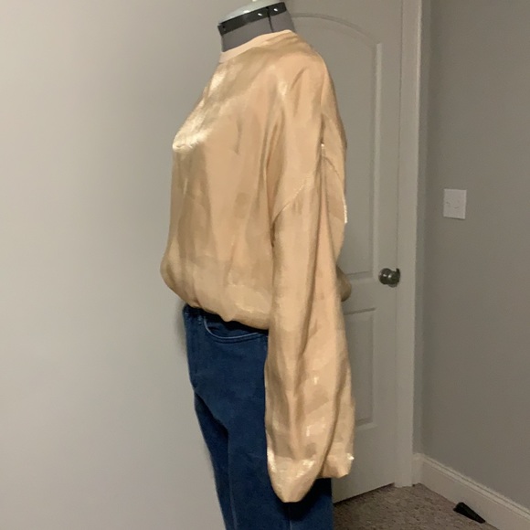 Tops | Zara Shiny Gold Top | Poshmark